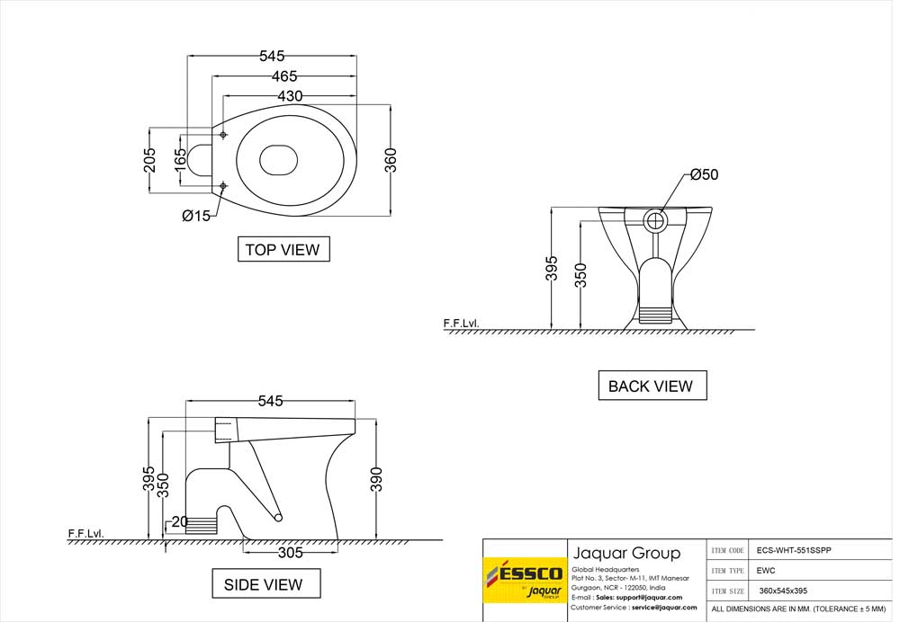 Essco EWC S-Trap 220mm Toilet Seat | Soft Close Cover