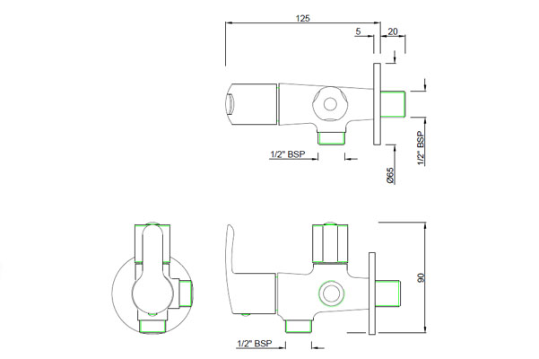 2-Way Angular Stop Cock