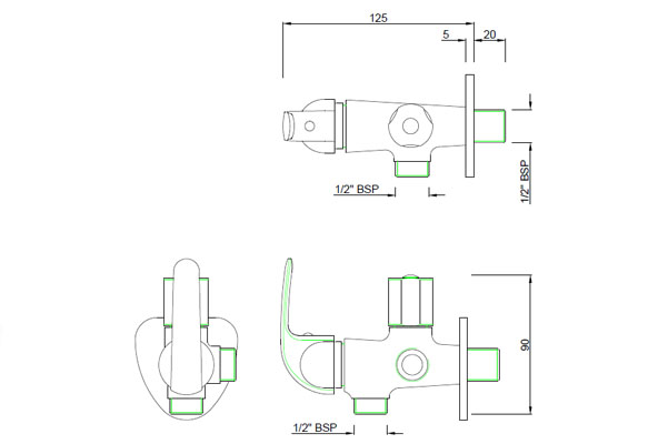 2-Way Angular Stop Cock