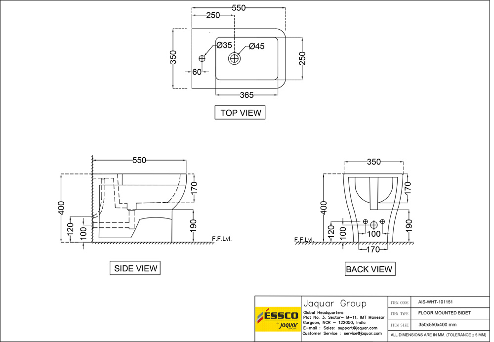 Floor Mounted Bidet