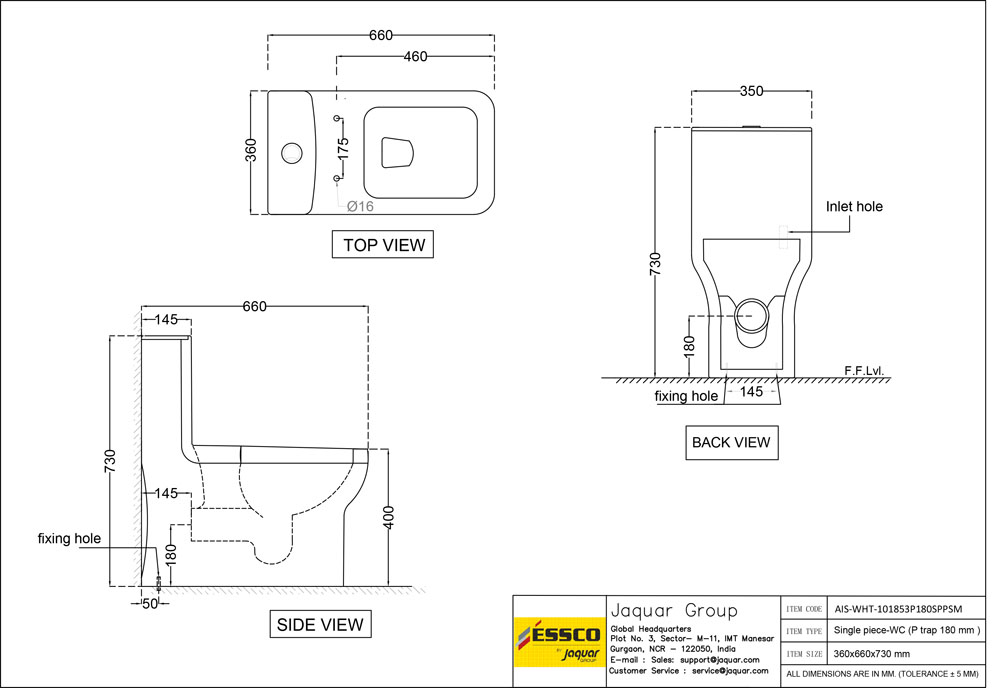 Rimless Single Piece WC